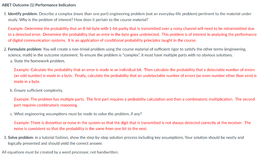 ABET Outcome (1) Performance Indicators 1. Identify | Chegg.com