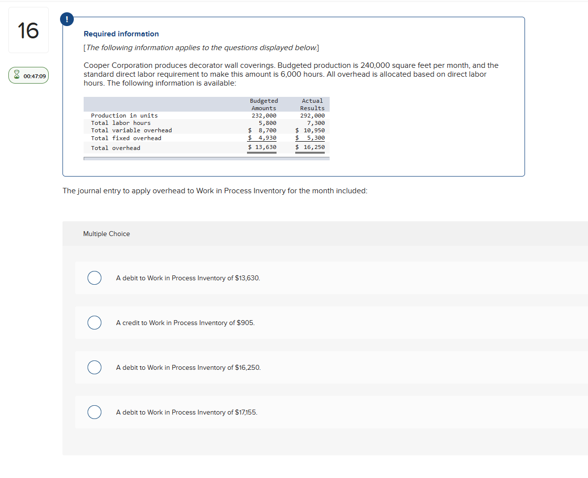 Solved Required information [The following information | Chegg.com