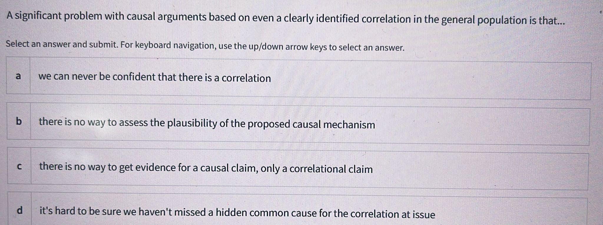 Solved A significant problem with causal arguments based on | Chegg.com