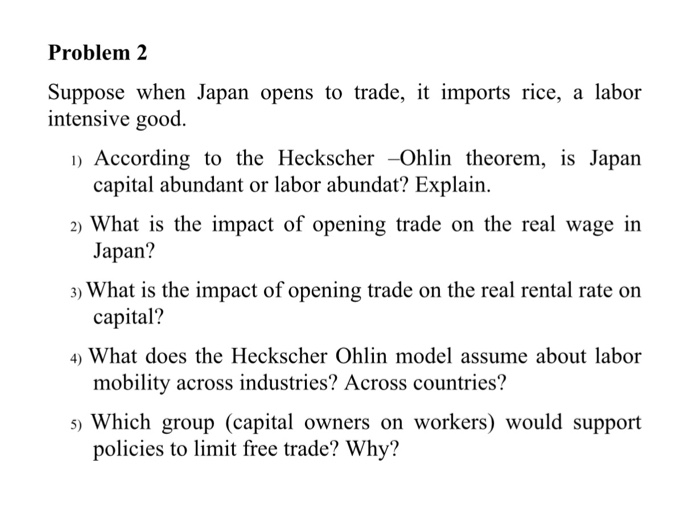Solved Problem 2 Suppose when Japan opens to trade, i | Chegg.com