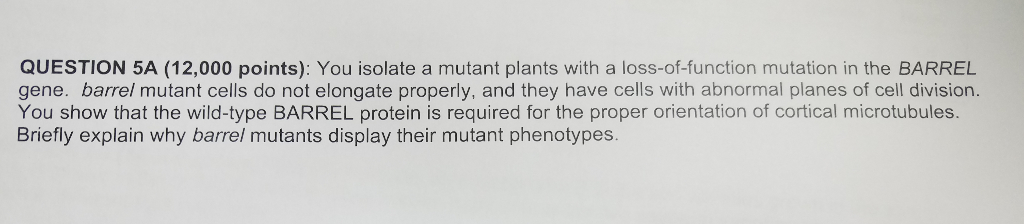 Solved QUESTION 5A (12,000 points): You isolate a mutant | Chegg.com