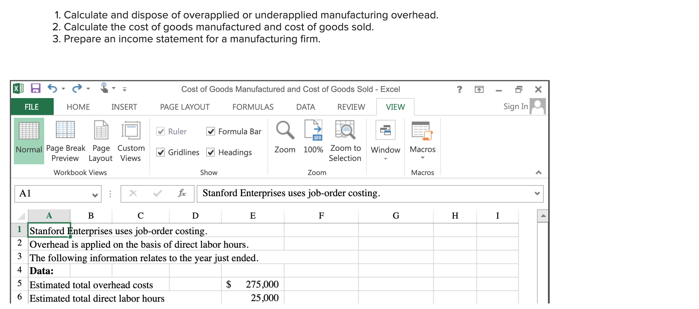 1. Calculate and dispose of overapplied or | Chegg.com