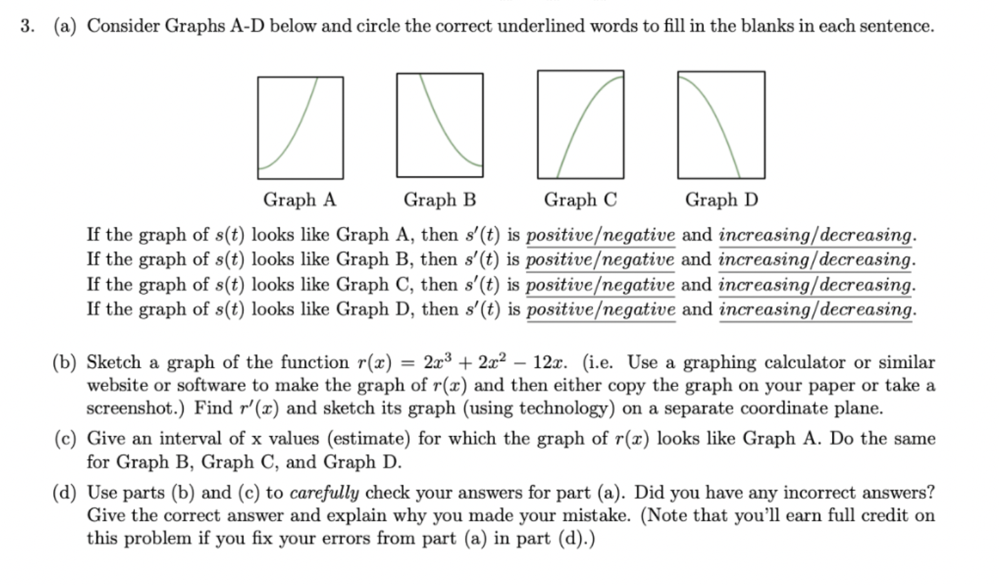 Solved (a) Consider Graphs A-D below and circle the correct | Chegg.com