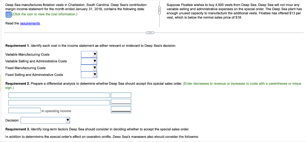 Solved Data table tsie wishes to buy 4,500 vests from Deep | Chegg.com