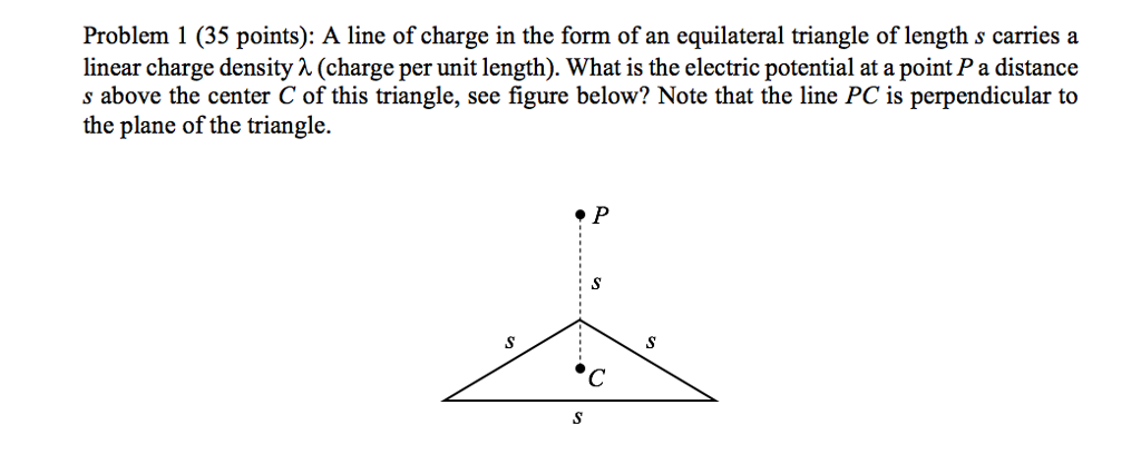 Solved Problem 1 (35 points): A line of charge in the form | Chegg.com
