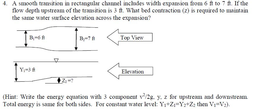 Solved 4. A smooth transition in rectangular channel | Chegg.com