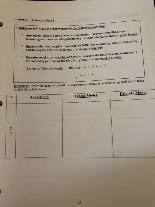 Solved Lesson 2-Homework Part 1 1. Area model; Uses the area | Chegg.com