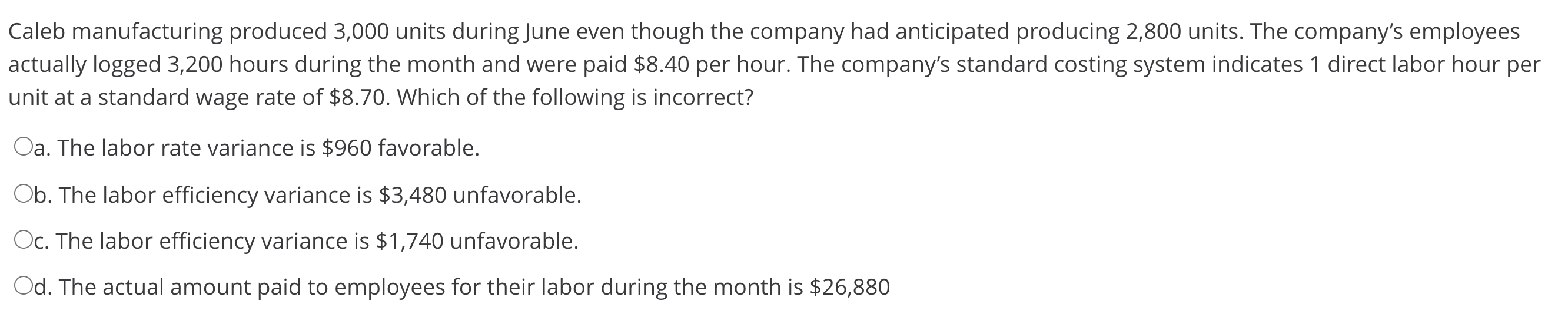 Solved Caleb manufacturing produced 3,000 units during June | Chegg.com