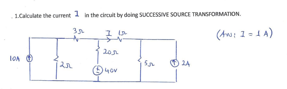 Solved 1.Calculate the current \( ﻿I \) ﻿in the circuit by | Chegg.com