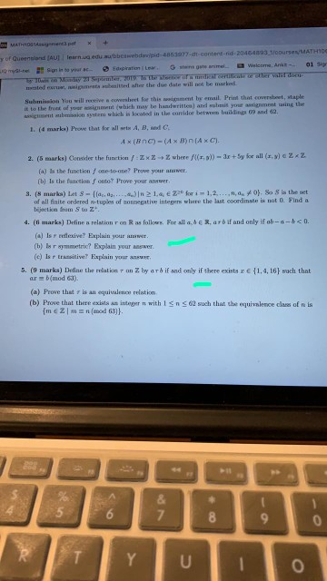 Solved MATHS pat + y of Queensland IAU | Chegg.com
