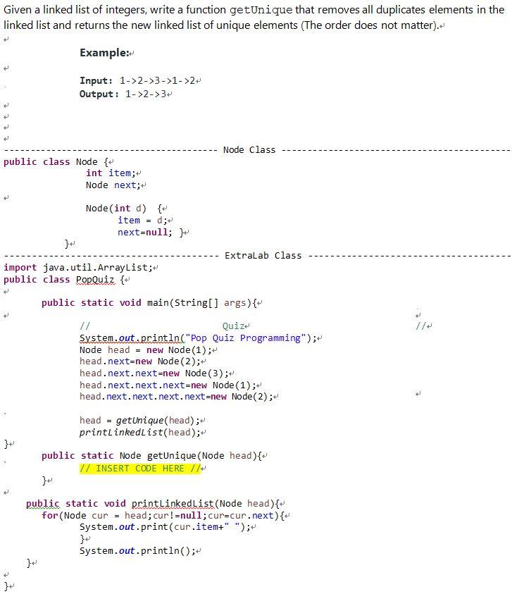 Solved Given A Linked List Of Integers Write A Function 8420