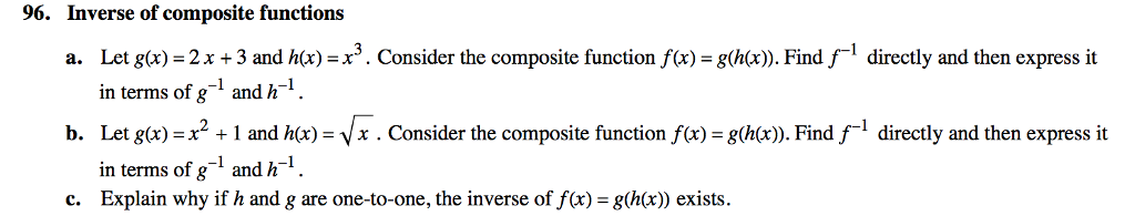 Solved 96. Inverse of composite functions a. Let g(x) 2x +3 | Chegg.com