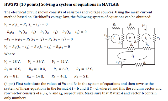 Solved HW3P3 (10 points) Solving a system of equations in | Chegg.com