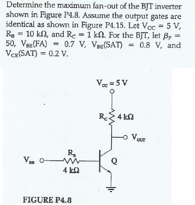 Solved Determine the maximum fan-out of the BJT inverter | Chegg.com