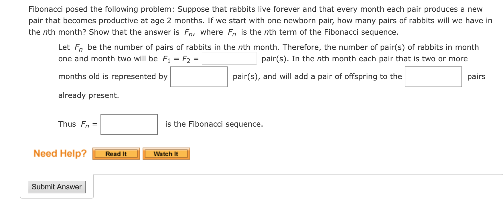 Solved Fibonacci Posed The Following Problem Suppose That 