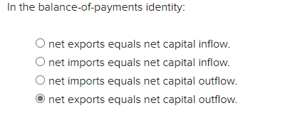 Solved In the balance-of-payments identity: multiple choice | Chegg.com