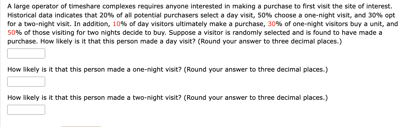 Solved A large operator of timeshare complexes requires | Chegg.com