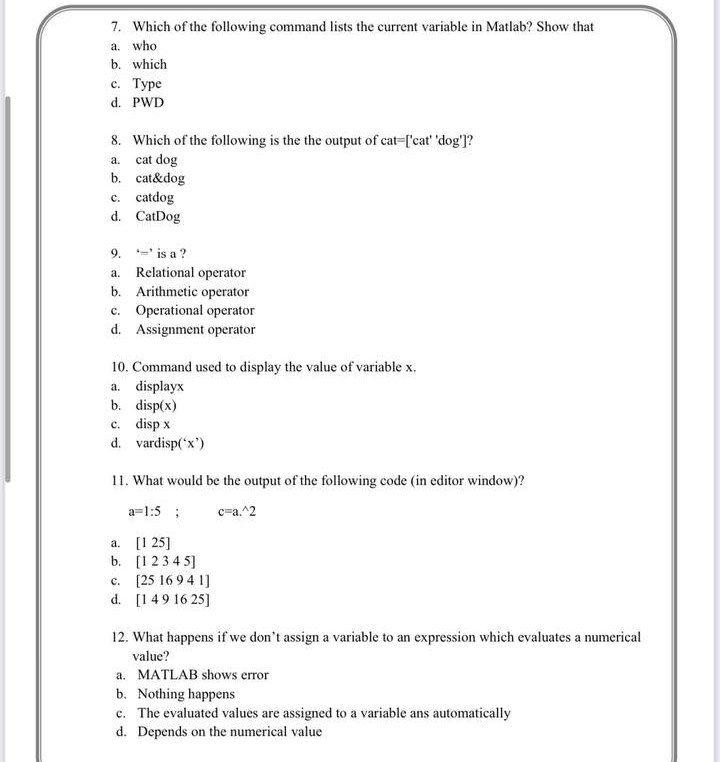 Solved 7. Which of the following command lists the current | Chegg.com