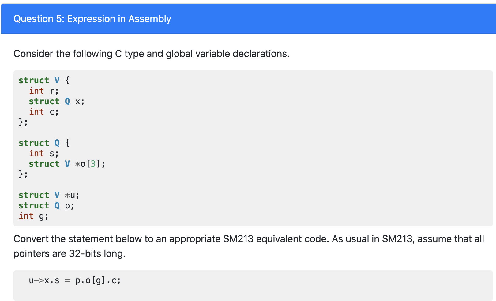 Solved Question 5: Expression in Assembly Consider the | Chegg.com