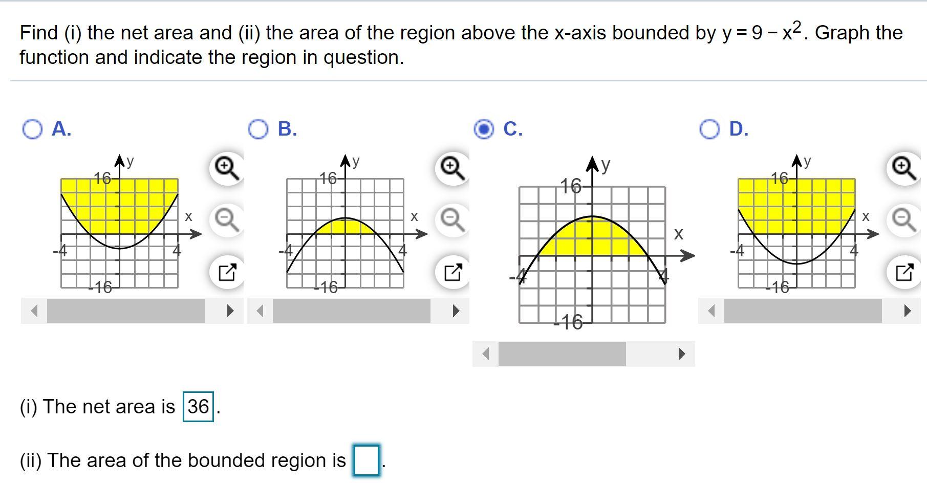 Solved Find (i) the net area and (ii) the area of the region | Chegg.com
