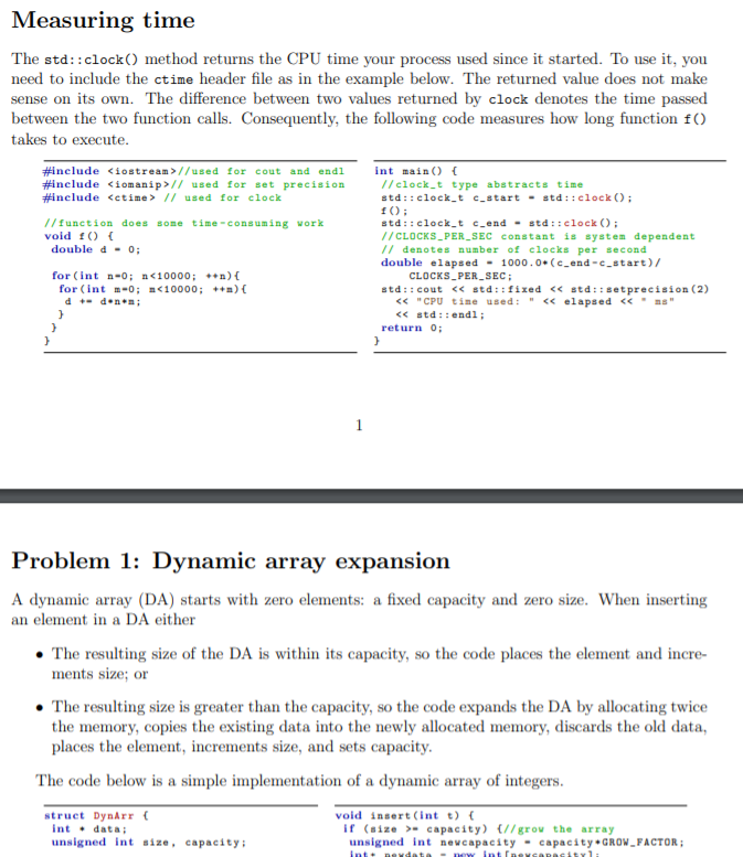 Solved Measuring time The std::clock() method returns the | Chegg.com