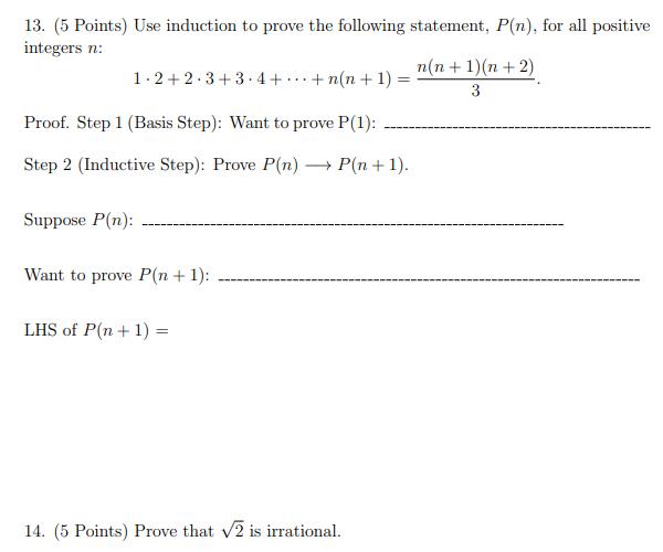 Solved Use induction to prove the following statement, P(n), | Chegg.com