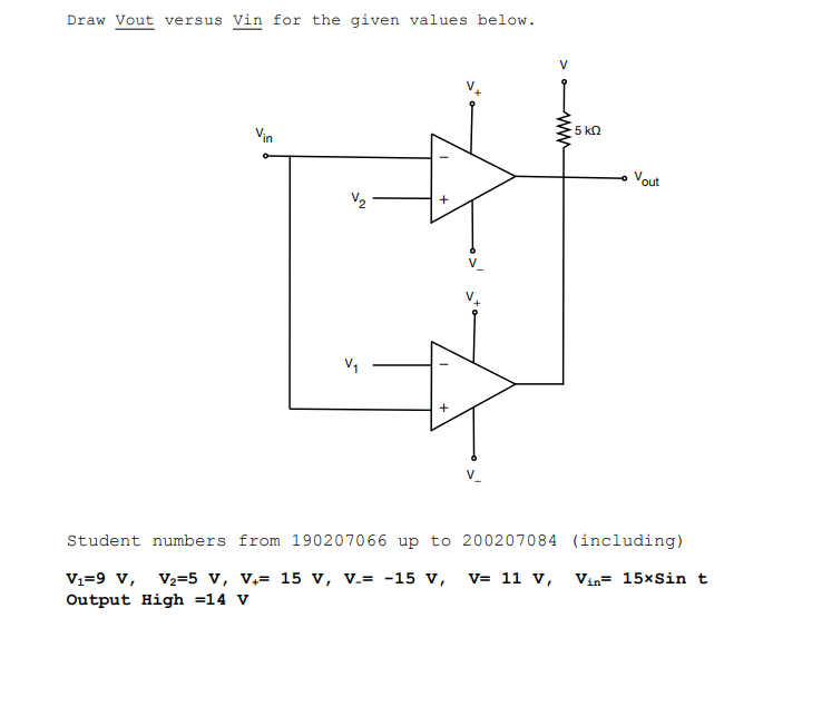 Draw Vout versus Vin for the given values below. | Chegg.com