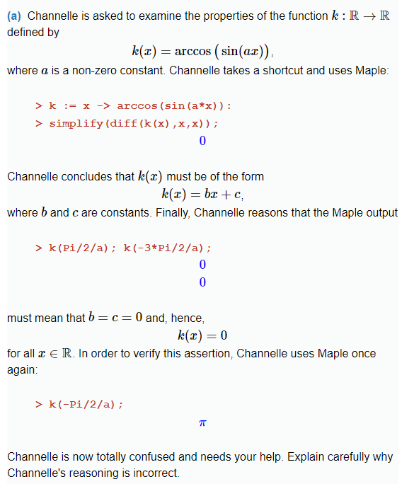 Solved (a) Channelle is asked to examine the properties of | Chegg.com