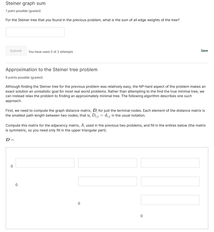 Solved Steiner graph example 1 point possible (graded) | Chegg.com