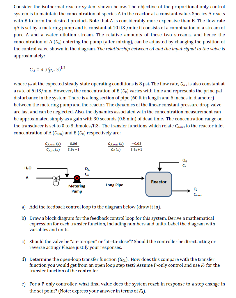 Solved Consider the isothermal reactor system shown below. | Chegg.com