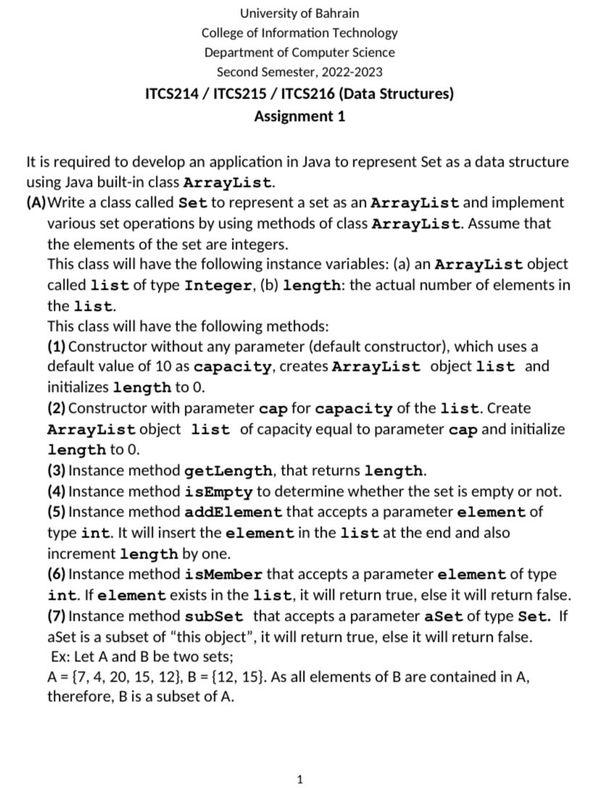 Solved University of Bahrain College of Information | Chegg.com