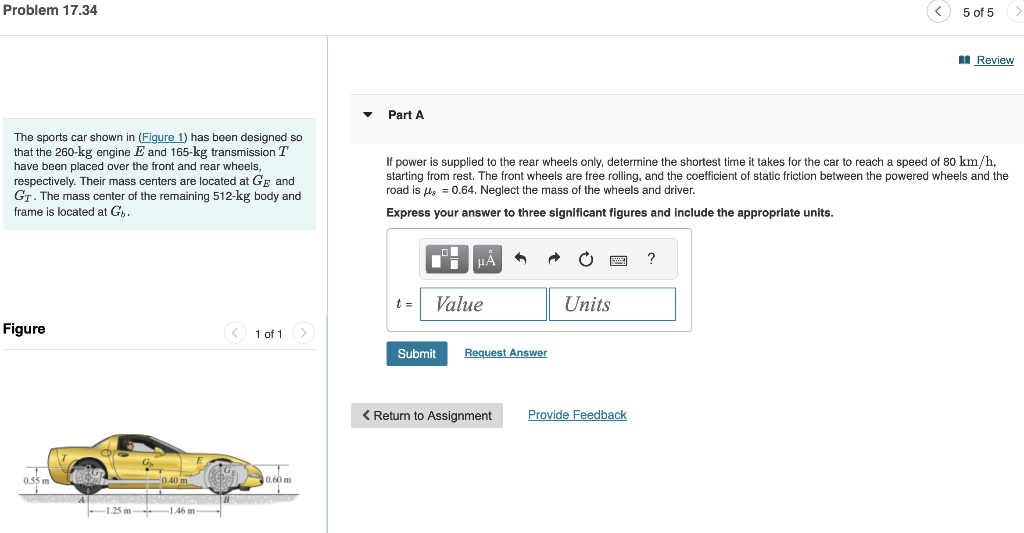 Solved The sports car shown in (Figure 1) has been designed | Chegg.com
