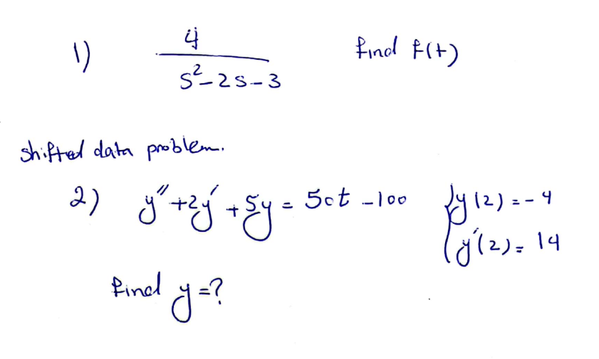Solved 1) s2−2s−34 find f(t) shifted data problem. 2) | Chegg.com Solved 1) s2−2s−34 find f(t) shifted data problem. 2) | Chegg.com