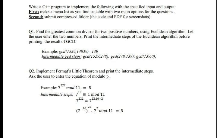 Solved Write a C++ program to implement the following with | Chegg.com