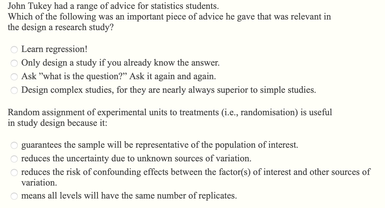 Solved John Tukey had a range of advice for statistics | Chegg.com