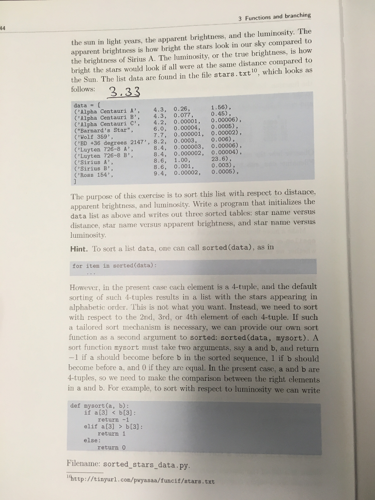 Solved 3 Functions and branching the sun in light years, the | Chegg.com