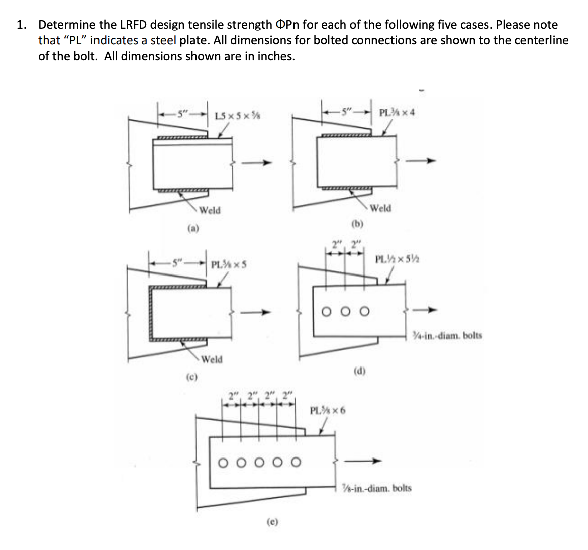 Solved Determine the LRFD design tensile strength ΦPn for | Chegg.com