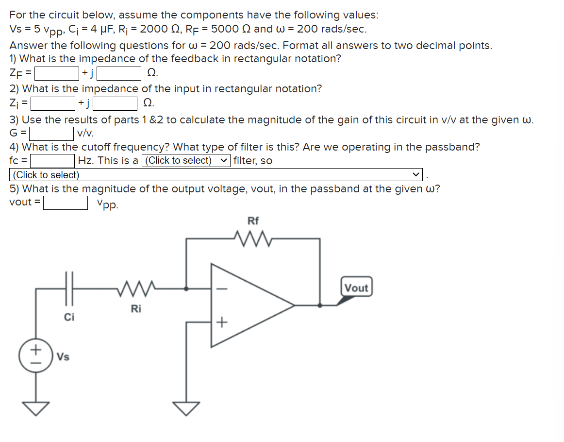 Solved For the circuit below, assume the components have the | Chegg.com