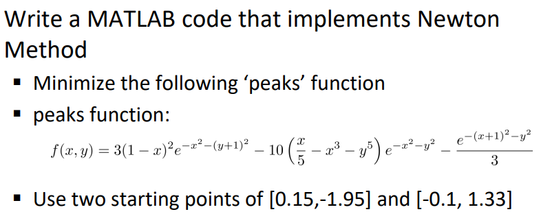 Write a MATLAB code that implements Newton Method • | Chegg.com