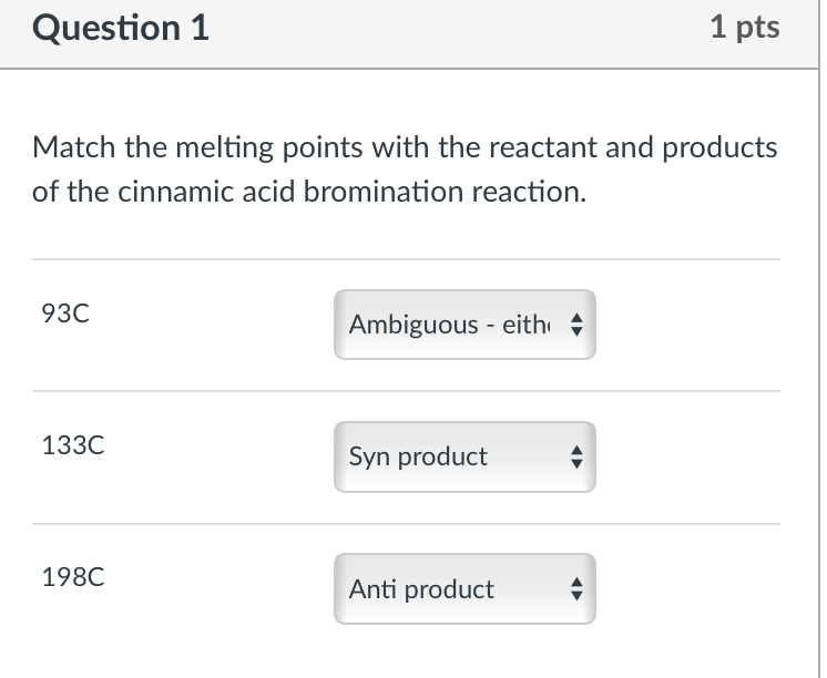 Solved Question 1Match the melting points with the reactant | Chegg.com