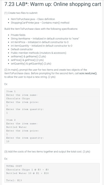 Solved: 7.24 LAB*: Program: Online Shopping Cart (Part 2) ... | Chegg.com