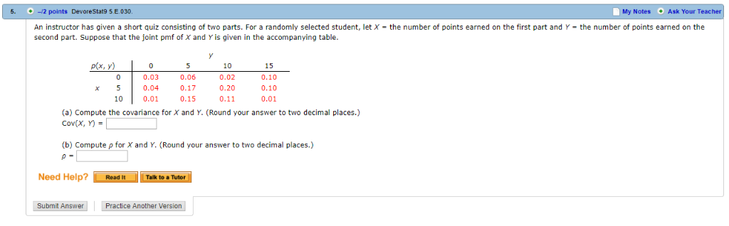 Solved 5 12 Points Devorestat9 5 E 030 My Notes Ask Your