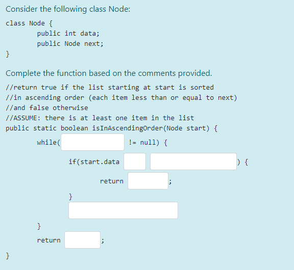 Solved Consider The Following Class Node Class Node {