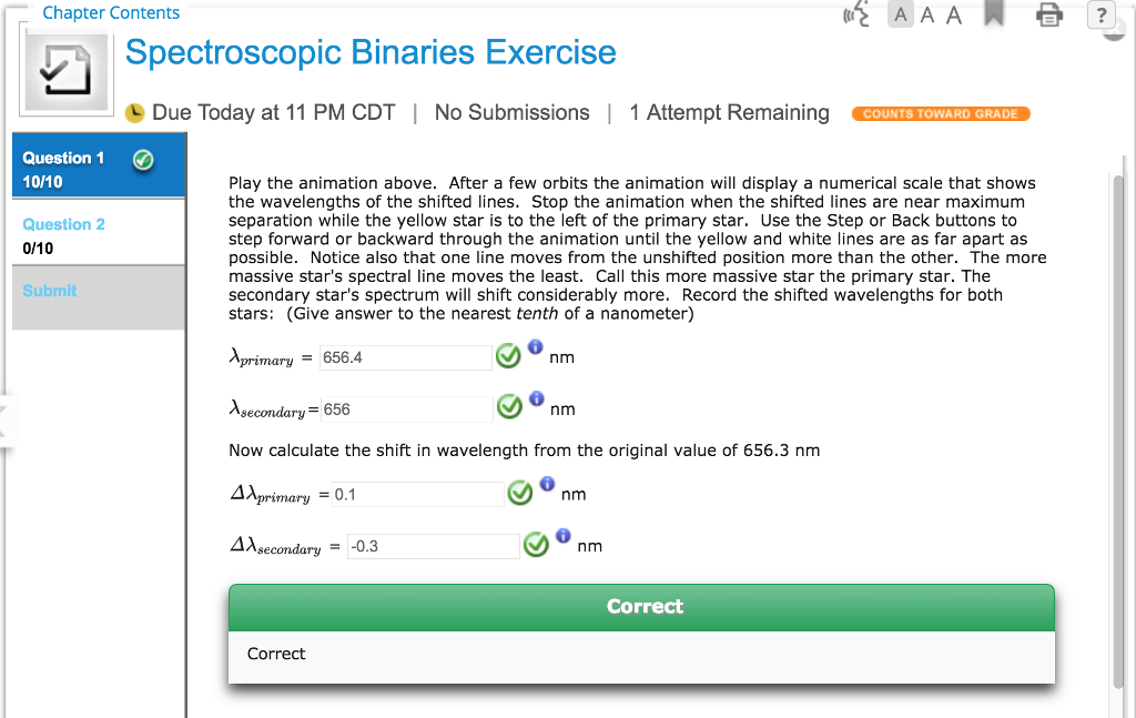 Solved Chapter Contents Spectroscopic Binaries Exercise Due | Chegg.com