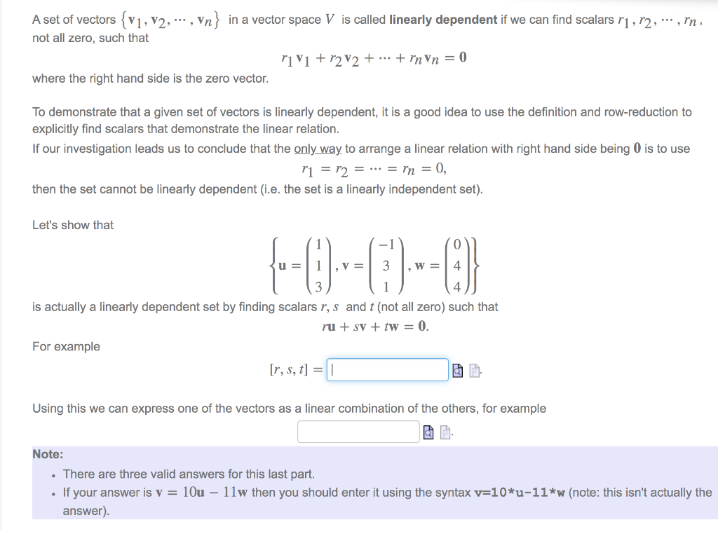 Solved A set of vectors {V1, V2, *. , Vn} in a vector space | Chegg.com