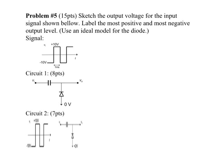 Solved Problem #5 (15pts) Sketch the output voltage for the | Chegg.com