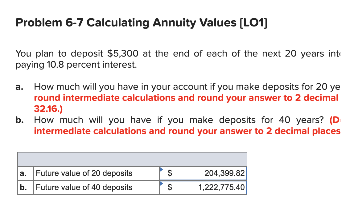 Solved Problem 6-7 Calculating Annuity Values (LO1) You plan | Chegg.com