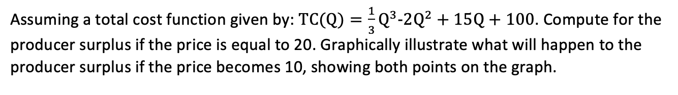 Solved = 3 Assuming a total cost function given by: TC(Q) | Chegg.com