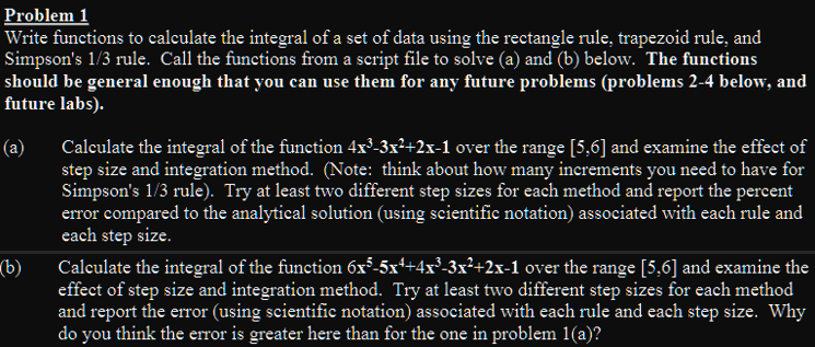 Solved Problem 1 Write functions to calculate the integral | Chegg.com