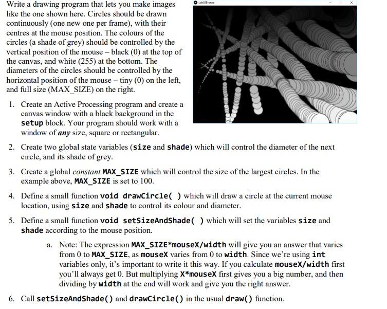 Solved Write a drawing program that lets you make images | Chegg.com